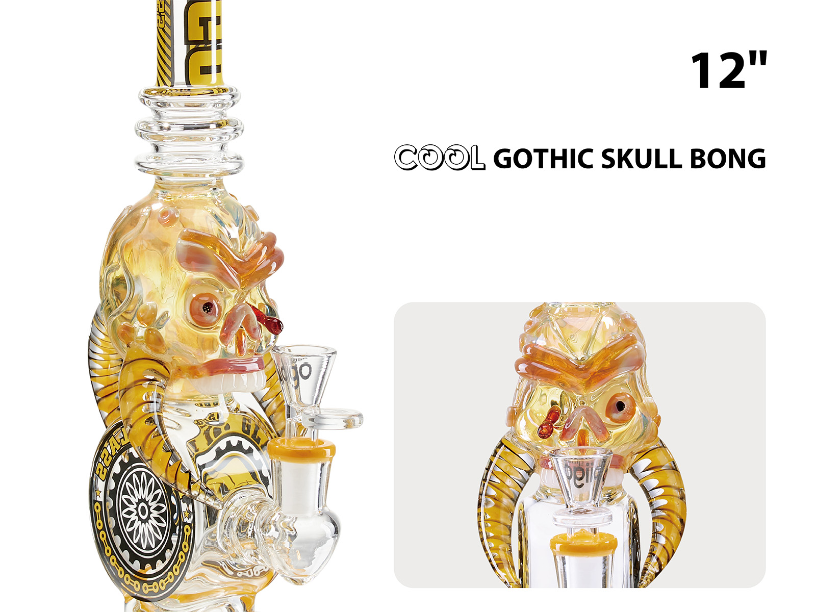 Cool Gothic Skull Glass Bong | LOOKAH